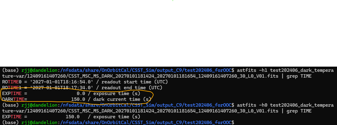 DARK图像的HDU0和HDU1里的EXPTIME不一致 (#45) · Issues · csst-sims / csst_msc_sim · GitLab